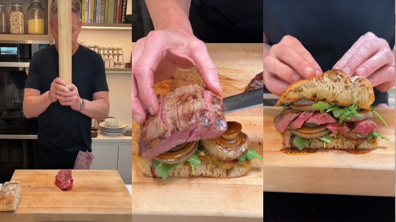 Gordon Ramsay, criticato da un fan per il suo panino con bistecca ...